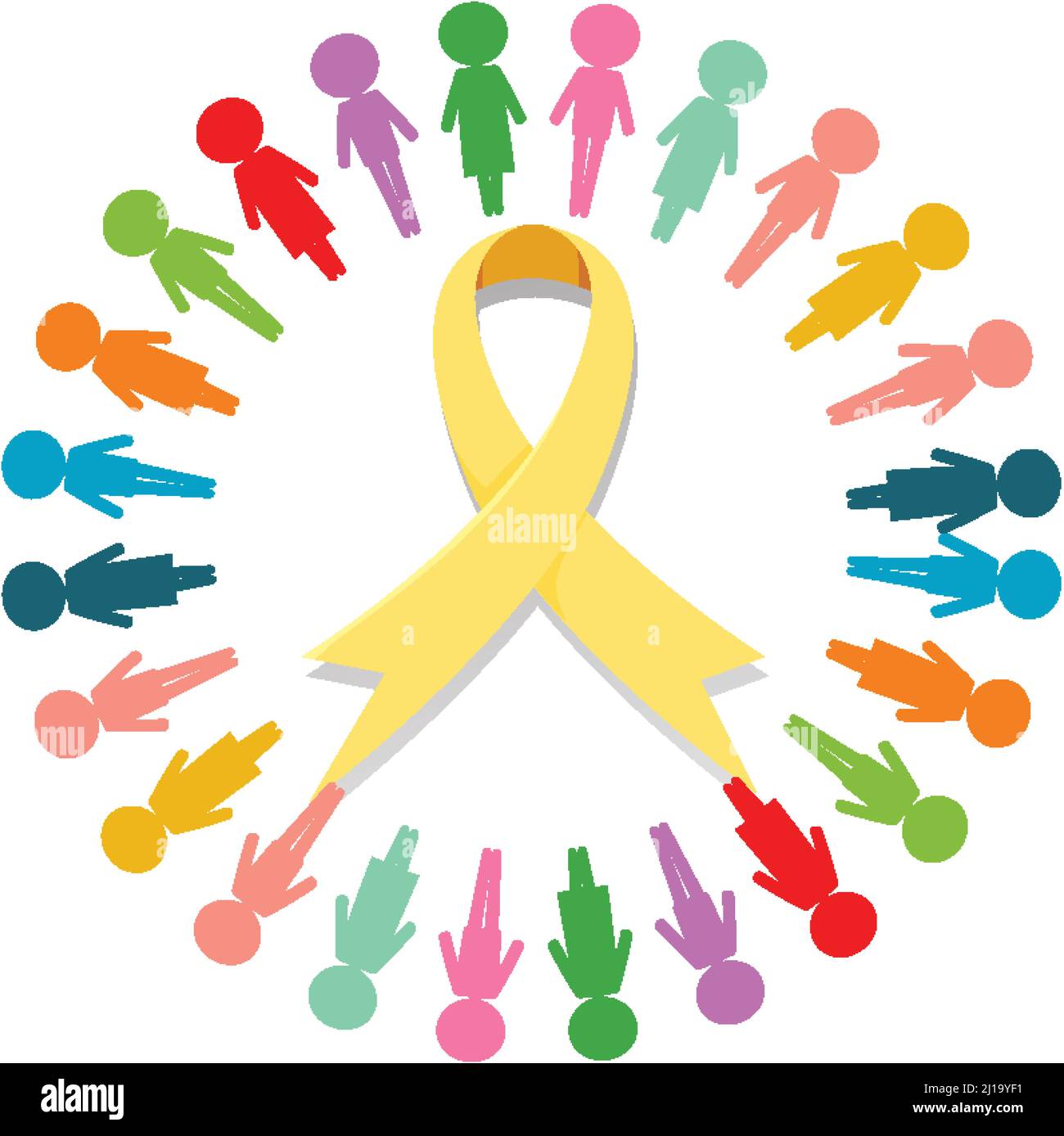 Human symbols surrounding the yellow ribbon illustration Stock Vector ...