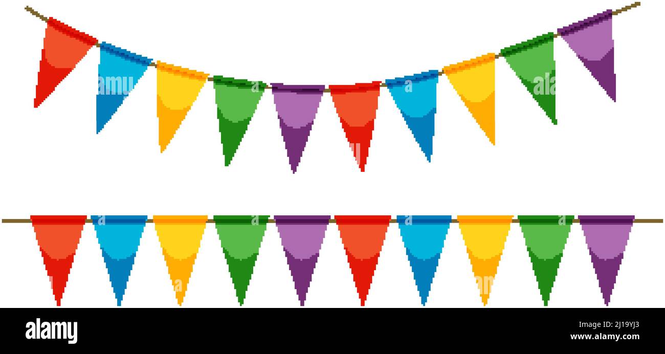 Colorful flags on strings illustration Stock Vector Image & Art - Alamy