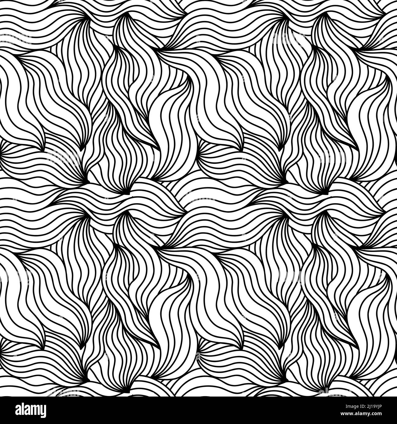 Seamless abstract wave pattern background. Decorative design freehand creative paint. Texture ...