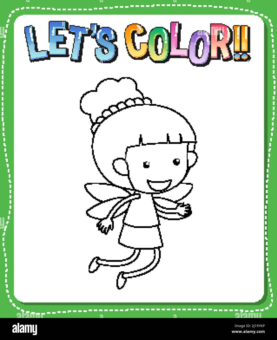 Worksheets template with let’s color!! text and angel outline ...