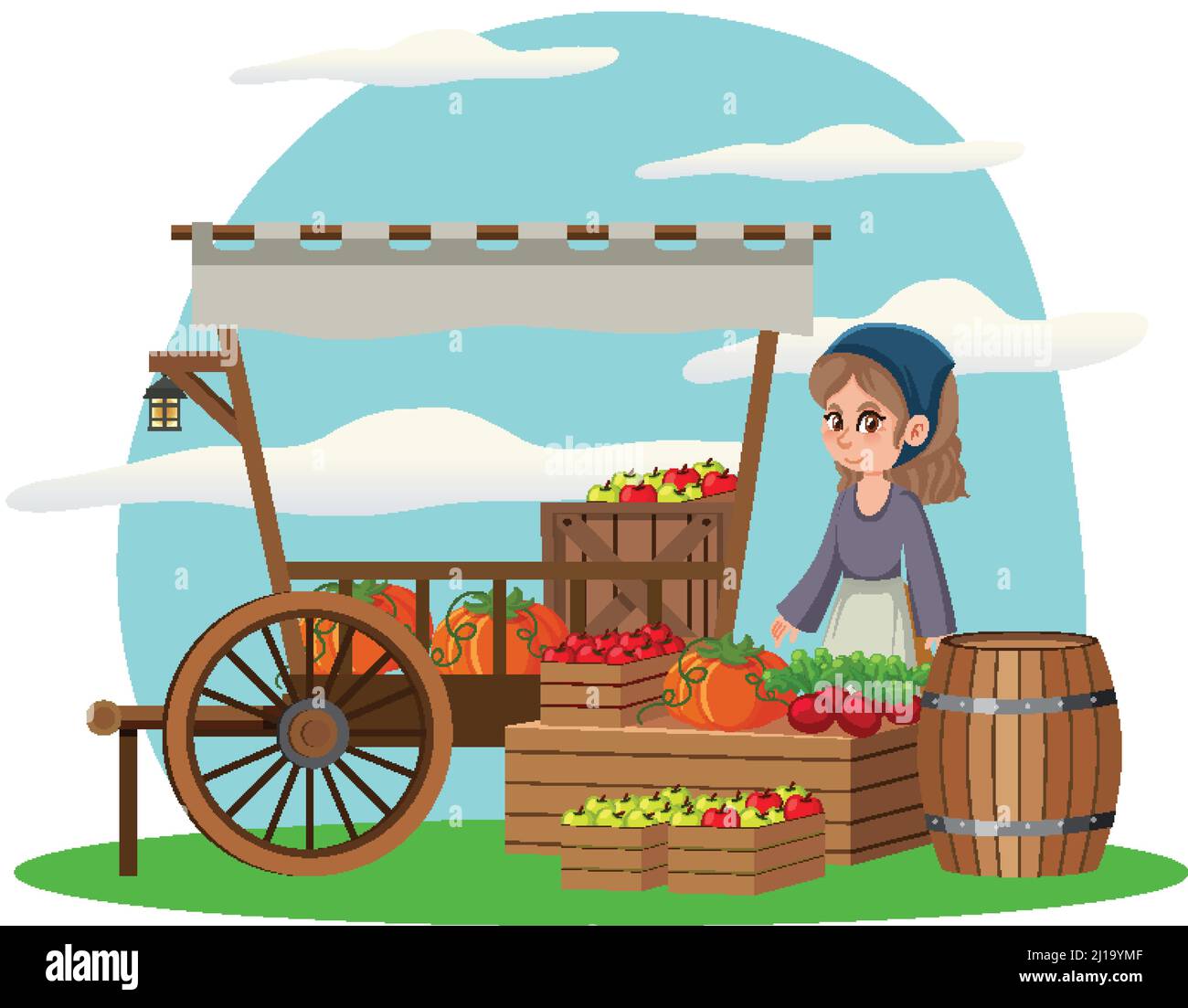 Flea market concept with fruit store illustration Stock Vector Image ...