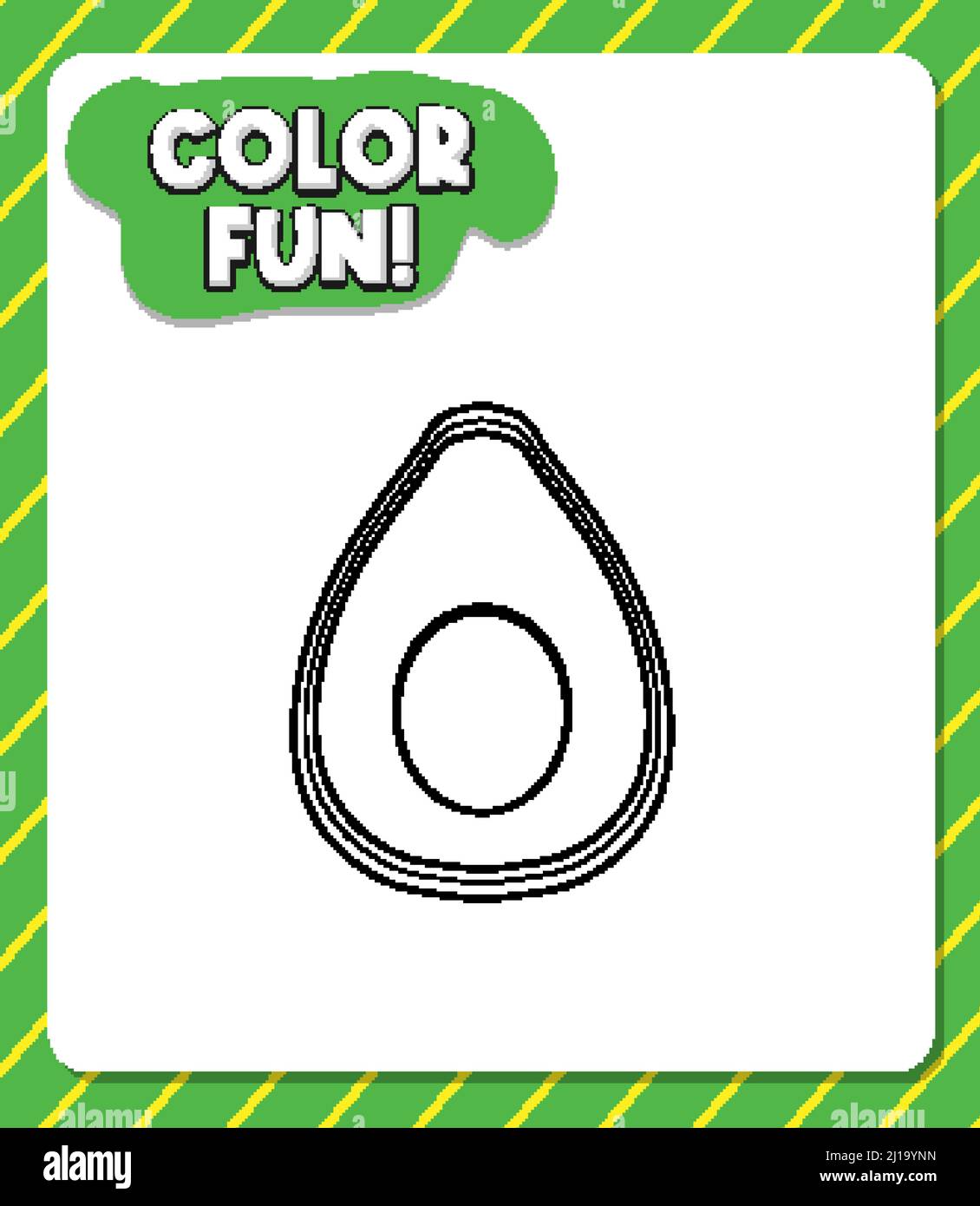 Worksheets template with color fun text and avocado outline ...