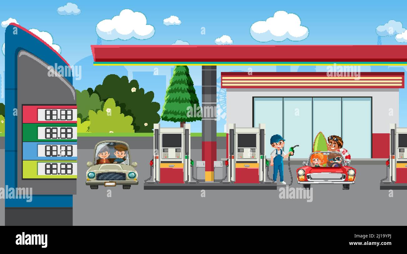 Cartoon Gas Station