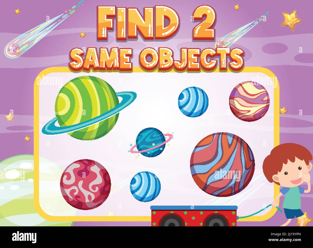 Find 2 same object worksheet for children illustration Stock Vector ...