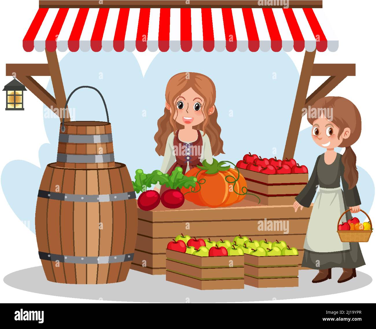 Flea market concept with fruit store illustration Stock Vector Image ...