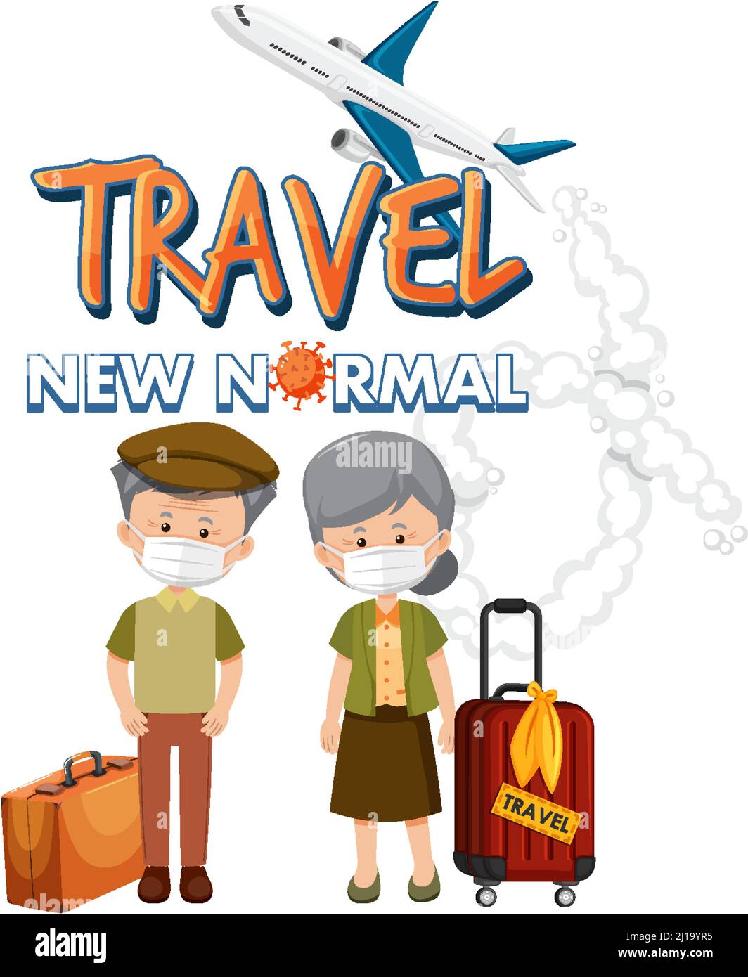 Travel new normal concept with passenger wearing mask illustration ...