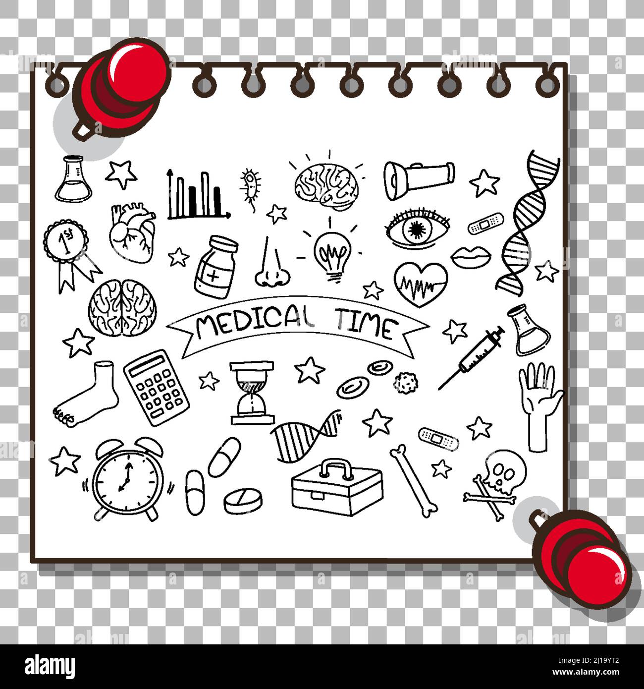 Hand drawn doodle of medical icons illustration Stock Vector Image ...