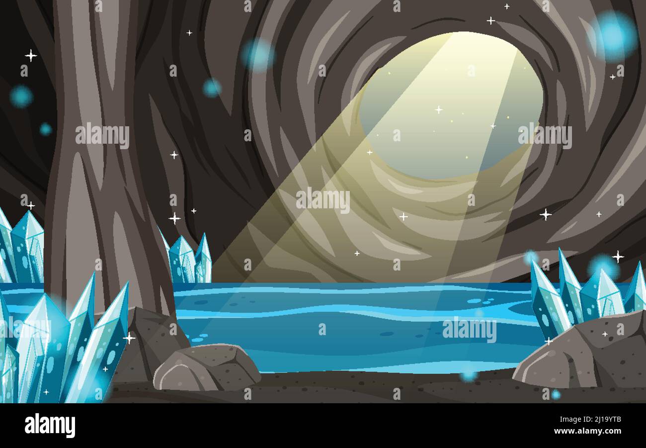 Inside cave landscape in cartoon style illustration Stock Vector Image ...