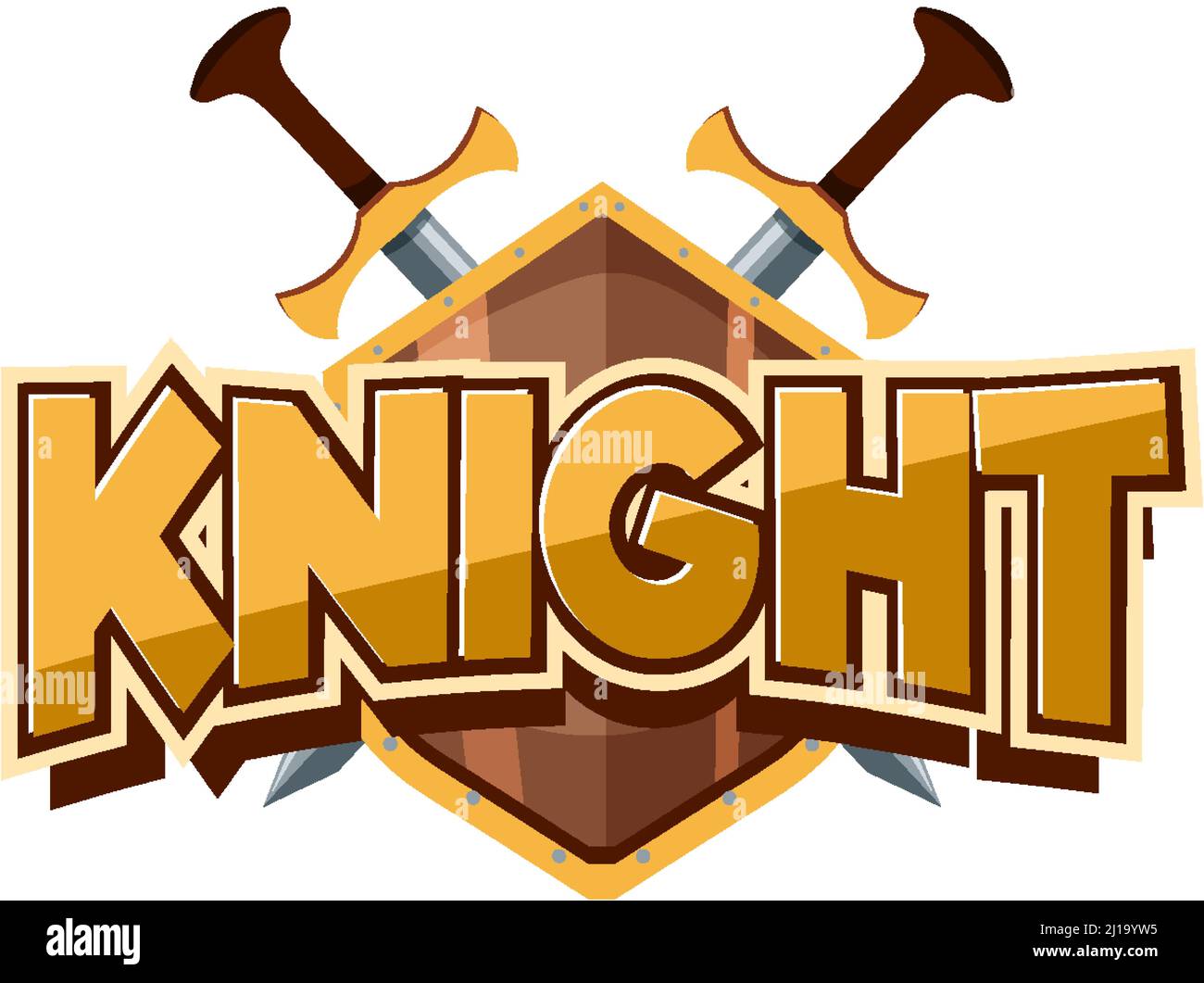 Knight font logo with sword in cartoon style illustration Stock Vector ...