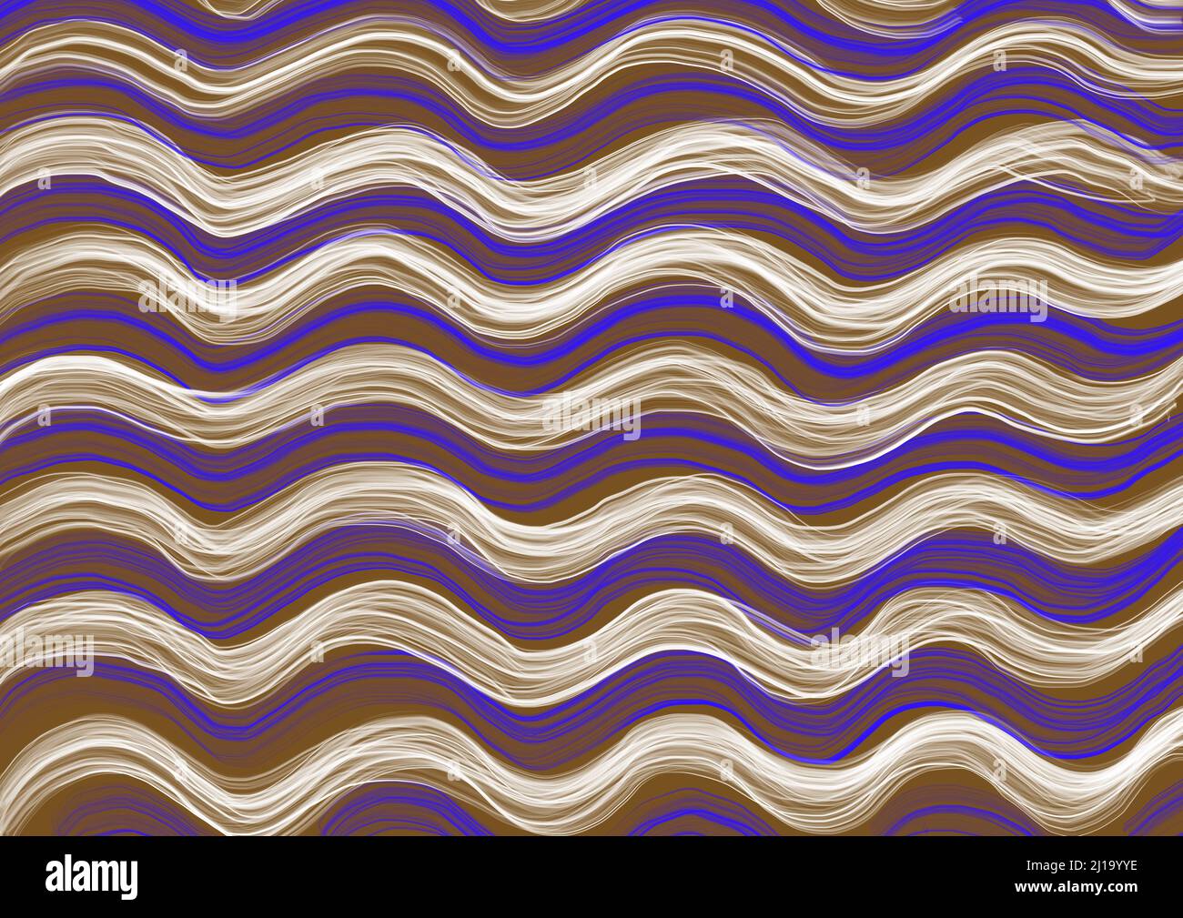 Abstract art background with white, blue and brown colors wavy lines ...