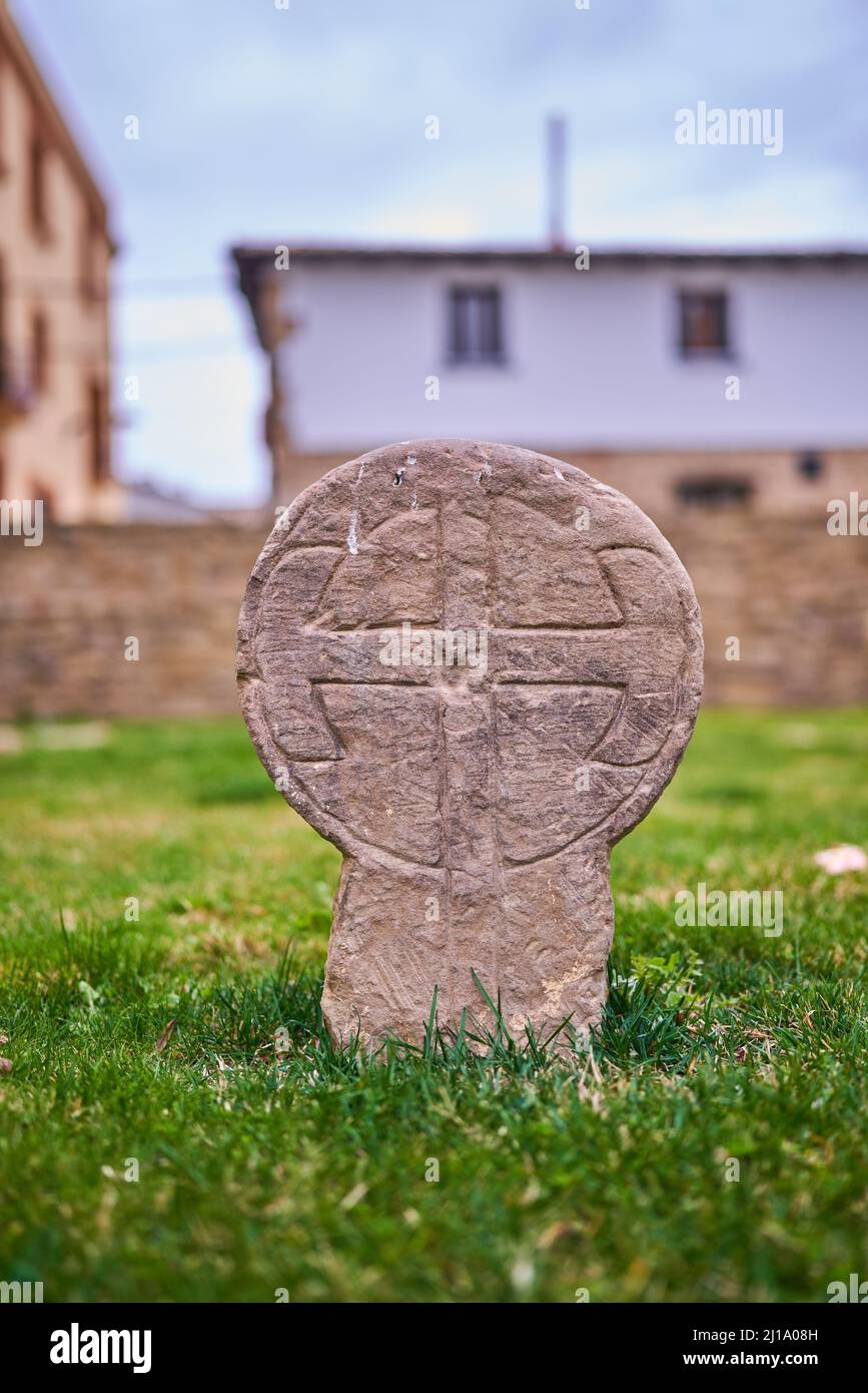Sanguesa, Navarra Spain march 6 2022, ancient tomb in the medieval ...