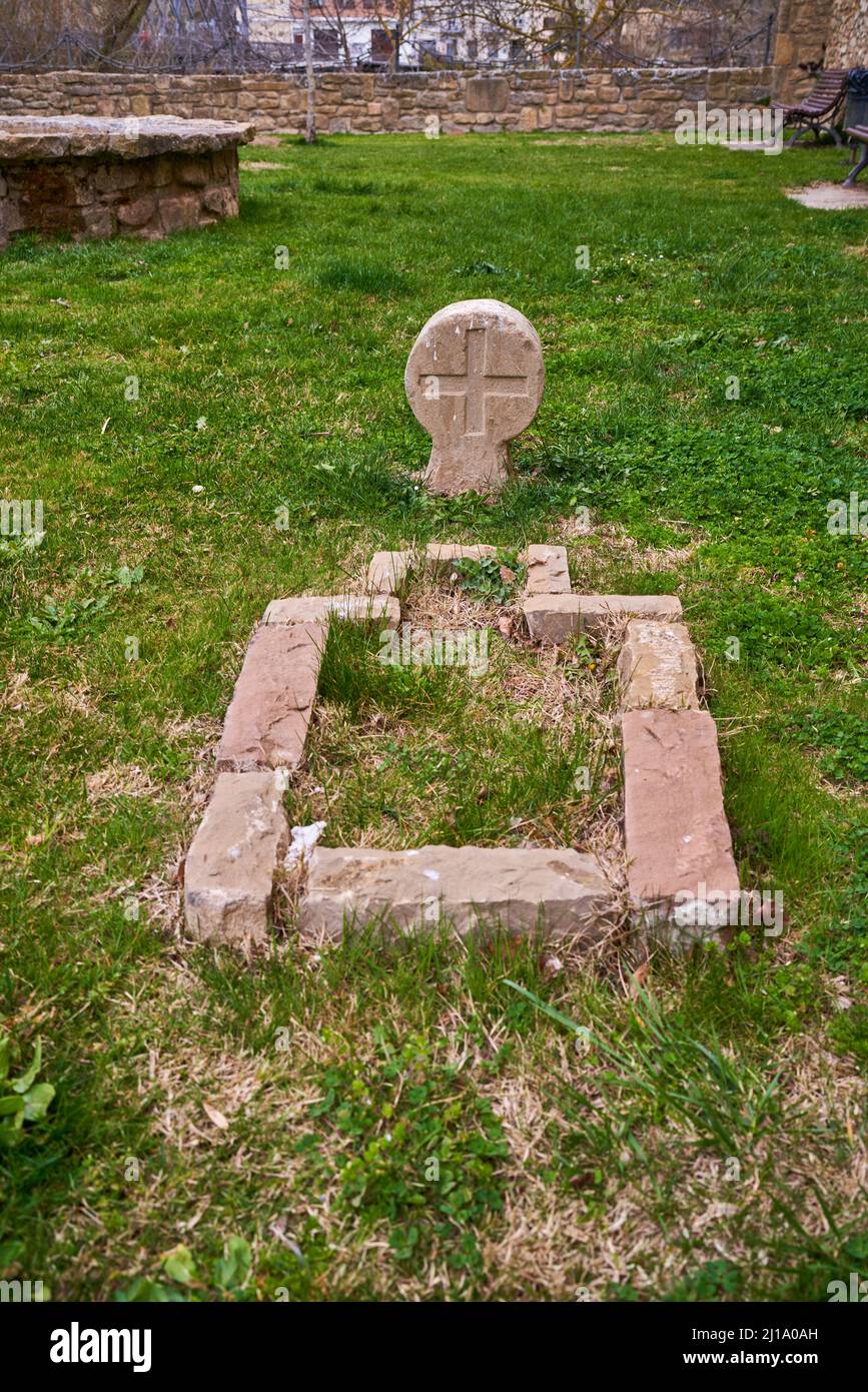 Sanguesa, Navarra Spain march 6 2022, ancient tomb in the medieval ...