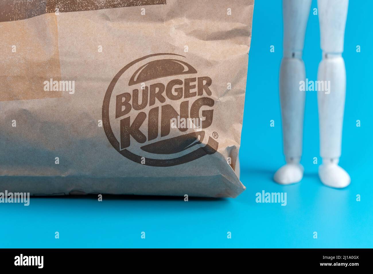 Tyumen, Russia-January 23, 2022: Burger King paper bag logo. Burger ...