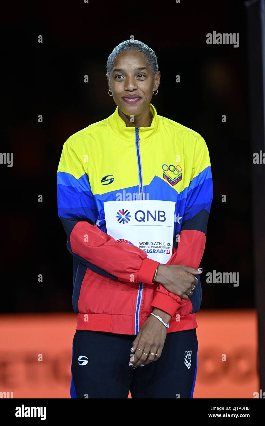 Yulimar Rojas at the award ceremony with the gold medal at the World ...