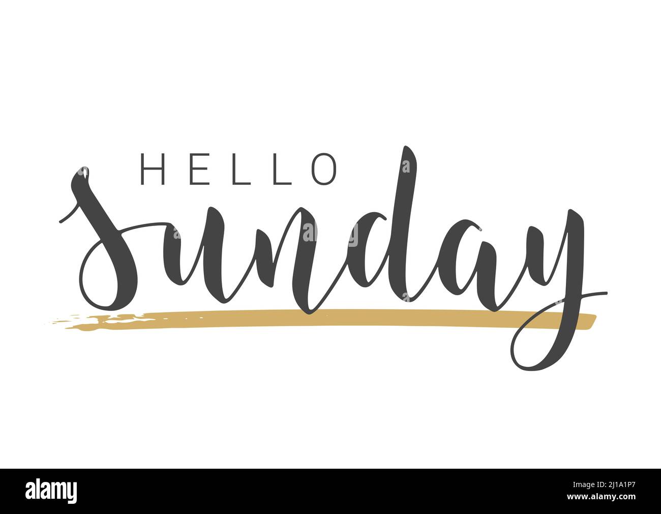 Vector Illustration. Handwritten Lettering of Hello Sunday. Template ...