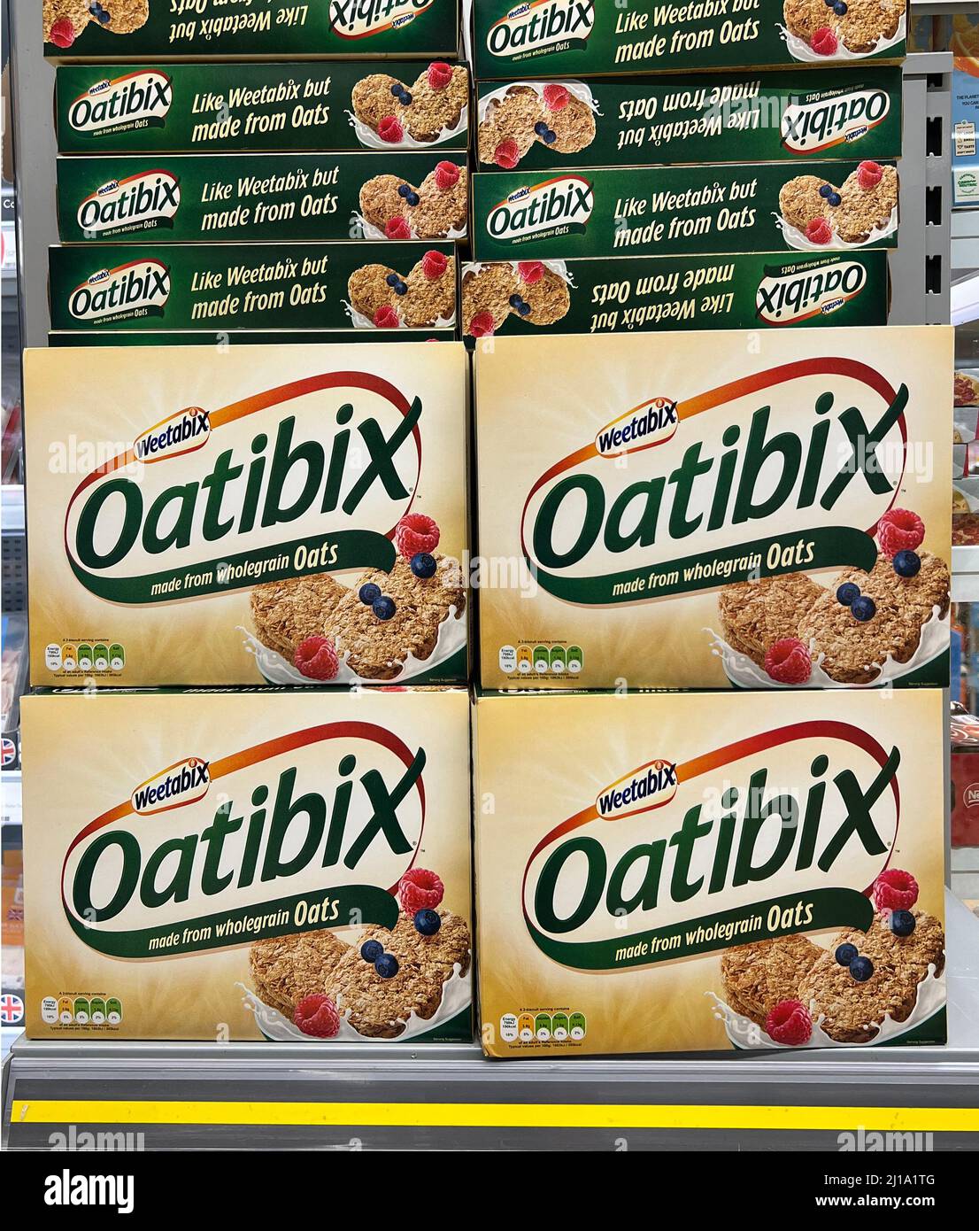 Packets of Oatibix on Supermarket shelves Stock Photo - Alamy