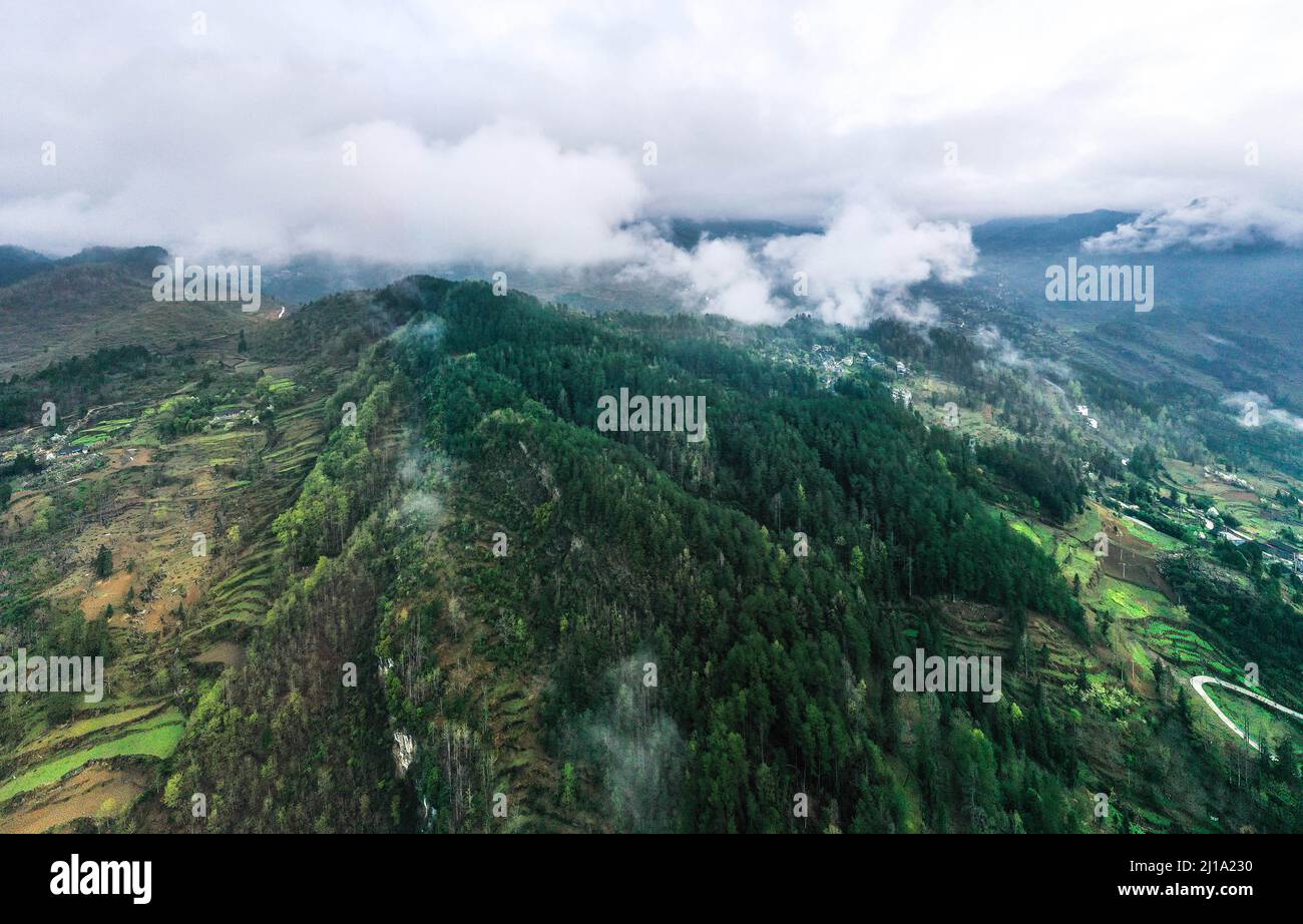 Guiyang. 17th Mar, 2022. Aerial photo taken on March 17, 2022 shows a ...