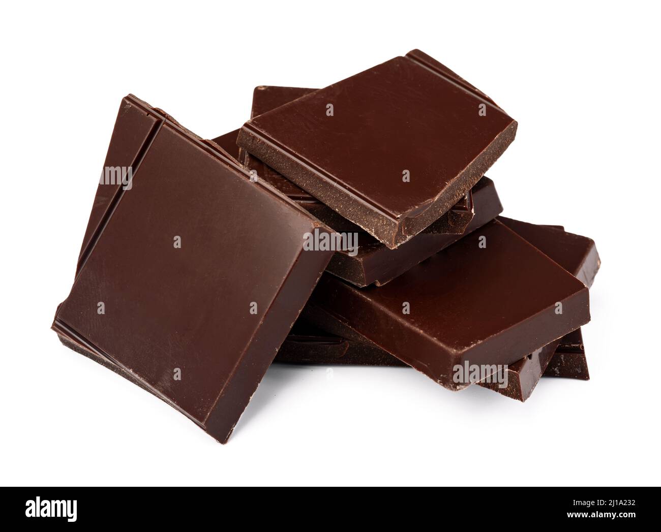 Small dark chocolate pieces isolated on white background Stock Photo ...