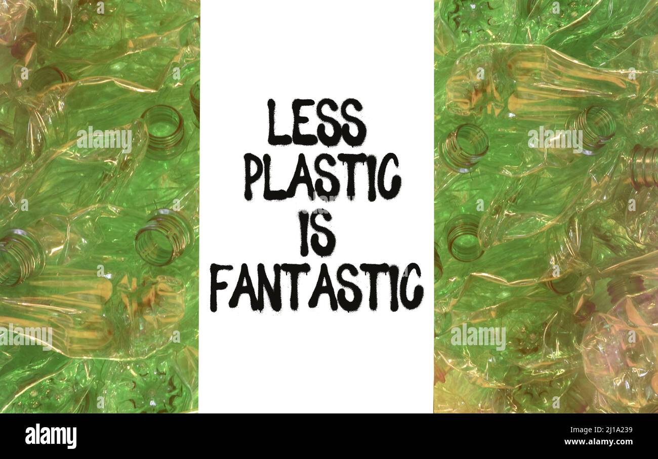 Less plastic is fantastic. Inspirational and motivational quote Stock ...
