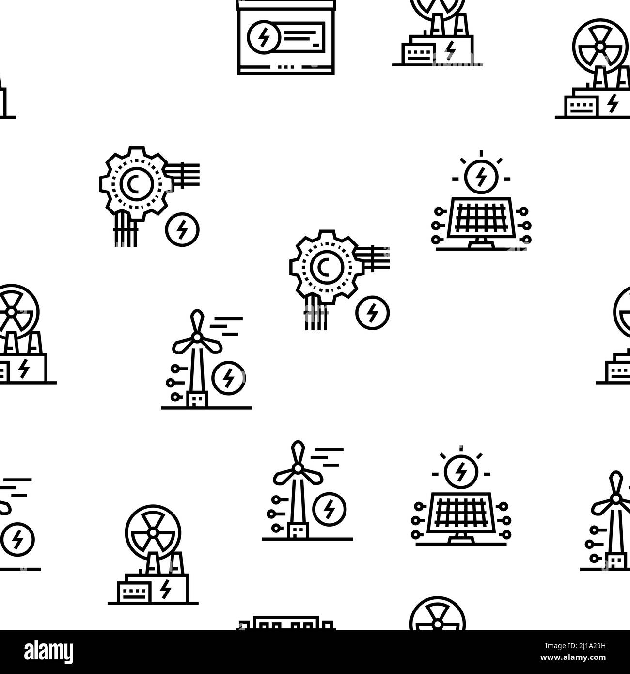Energy Electricity And Fuel Power Vector Seamless Pattern Stock Vector ...