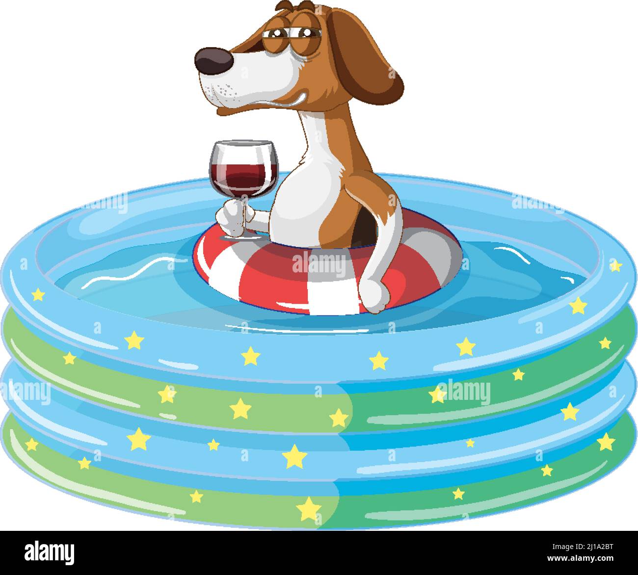 A beagle dog in inflatable pool illustration Stock Vector Image & Art ...
