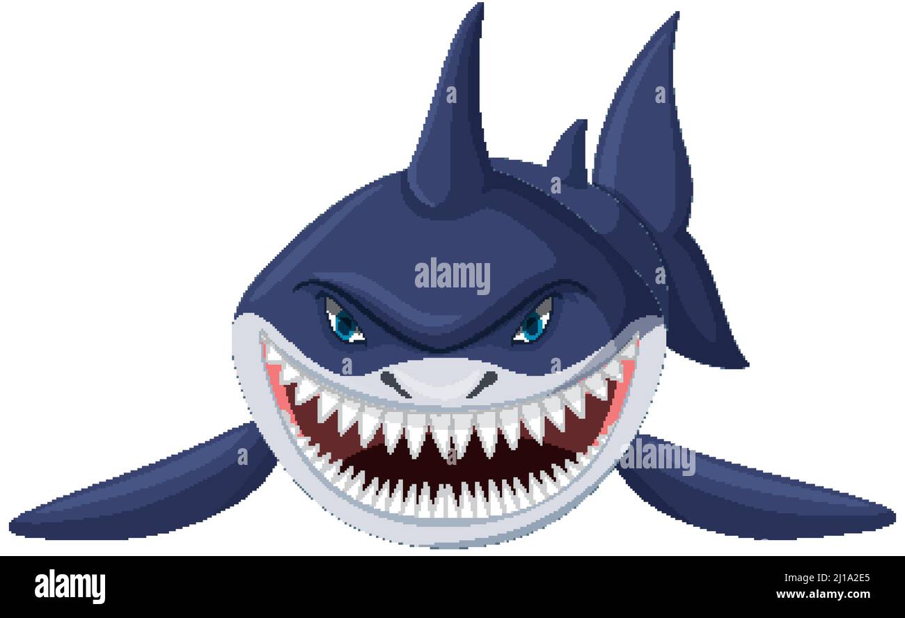 Aggressive great white shark cartoon illustration Stock Vector Image ...
