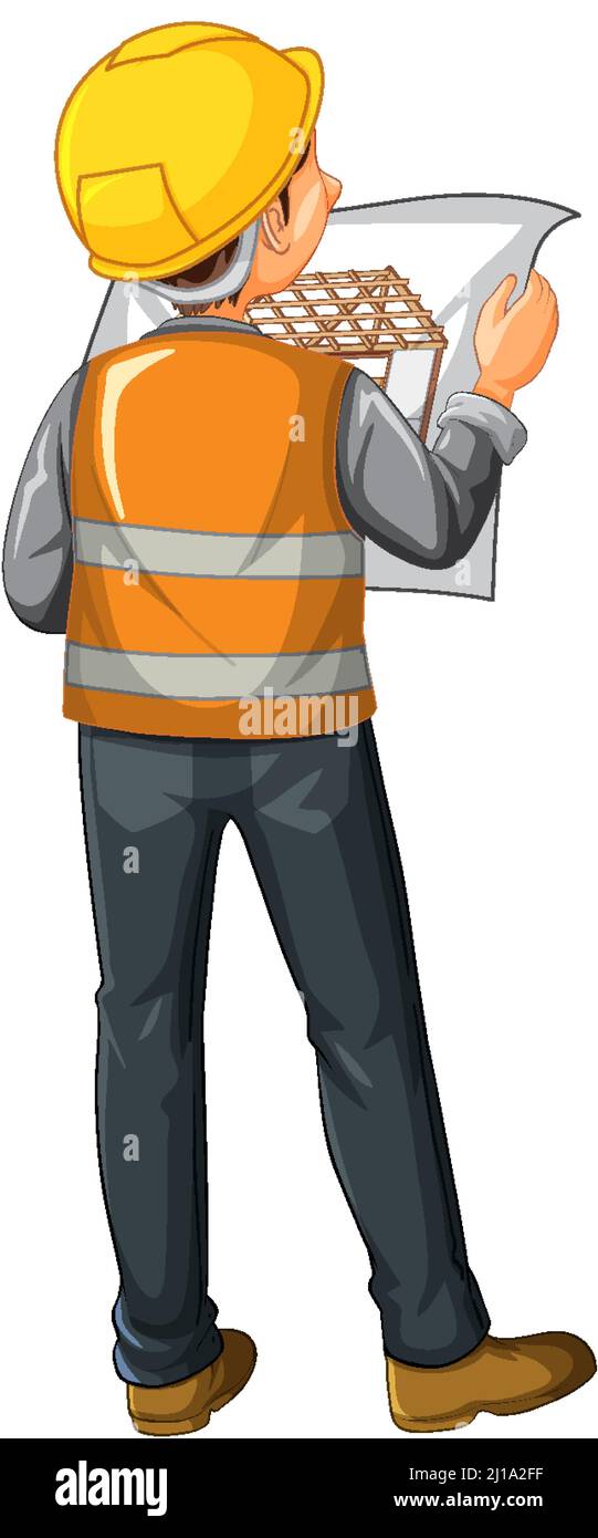 Back side of a construction worker illustration Stock Vector Image ...