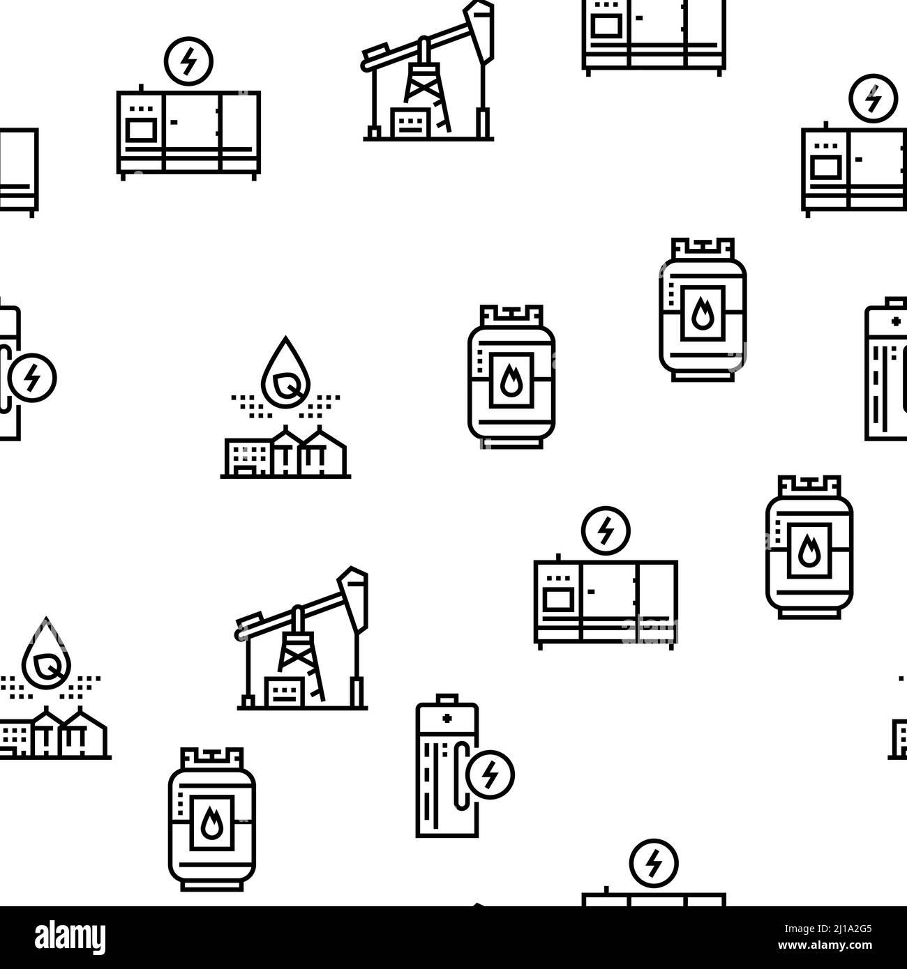 Energy Electricity And Fuel Power Vector Seamless Pattern Stock Vector ...