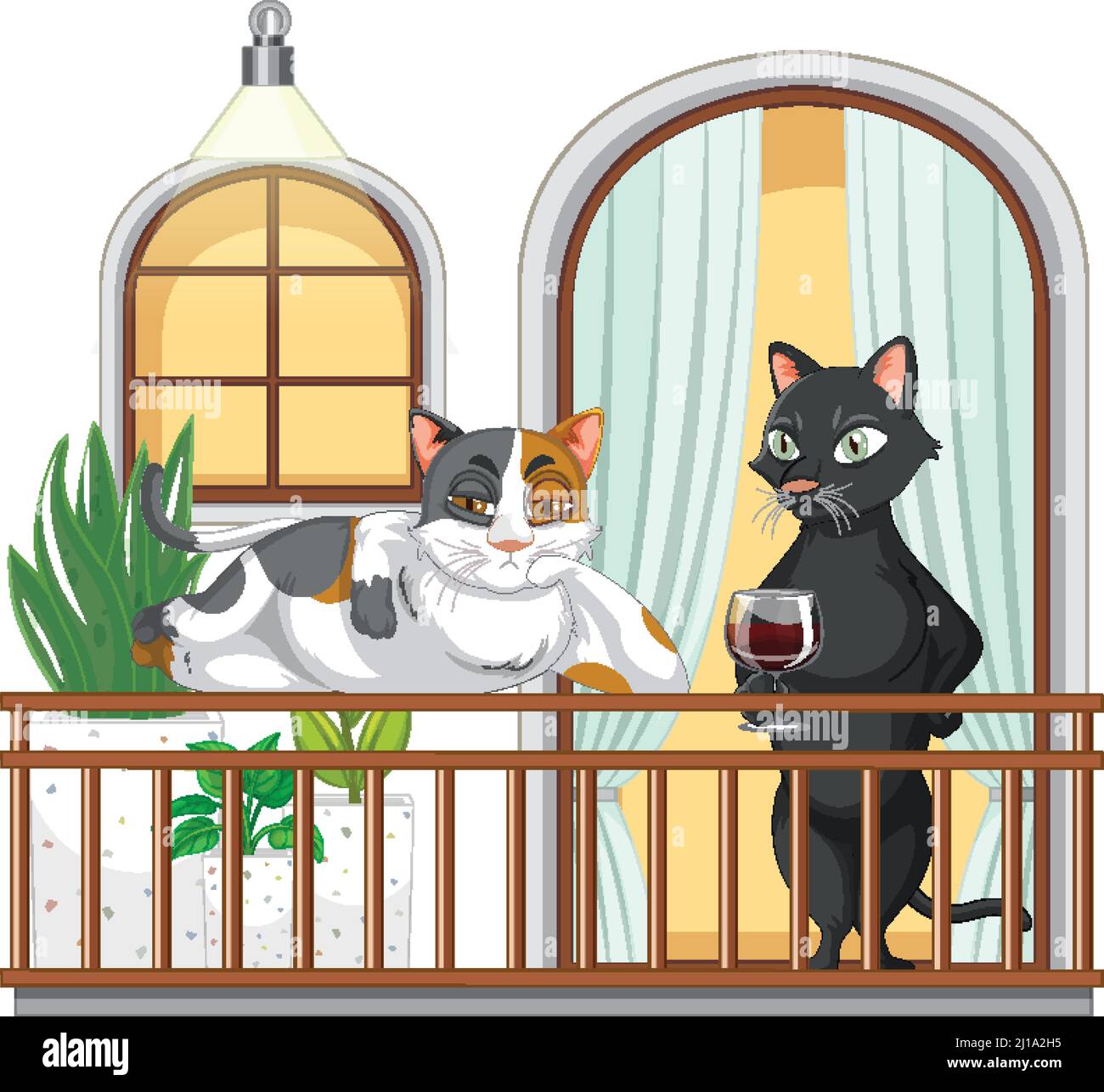Domestic cat standing window Stock Vector Images - Alamy