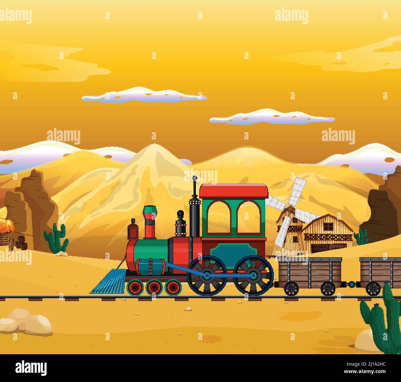 Train with natural scene illustration Stock Vector Image & Art - Alamy