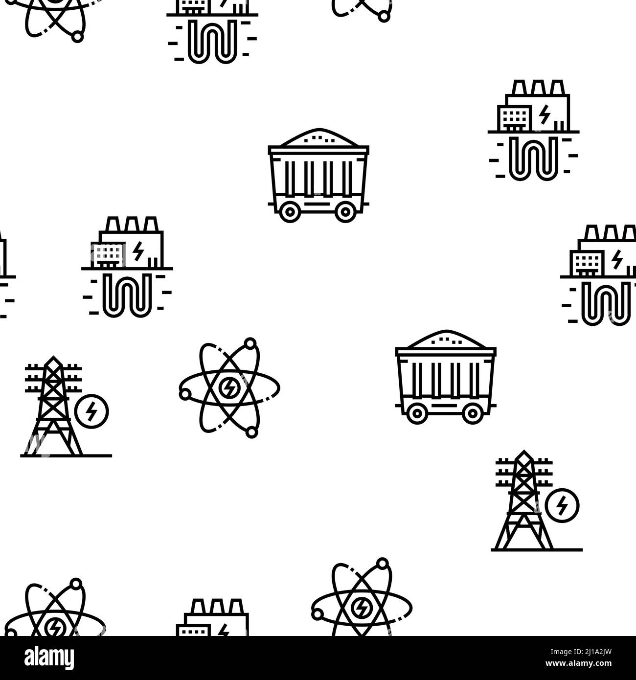 Energy Electricity And Fuel Power Vector Seamless Pattern Stock Vector ...