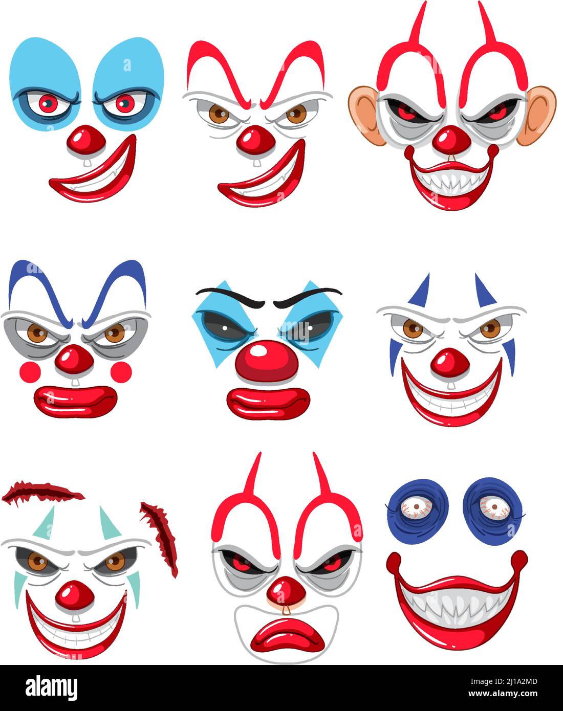 Set of clown facial expression illustration Stock Vector Image & Art ...