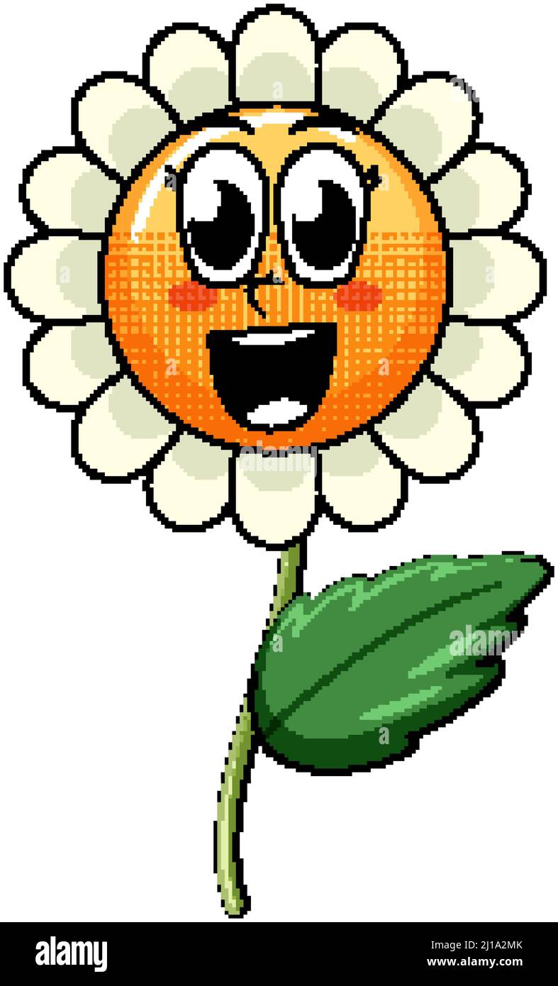A flower cartoon character on white background illustration Stock ...