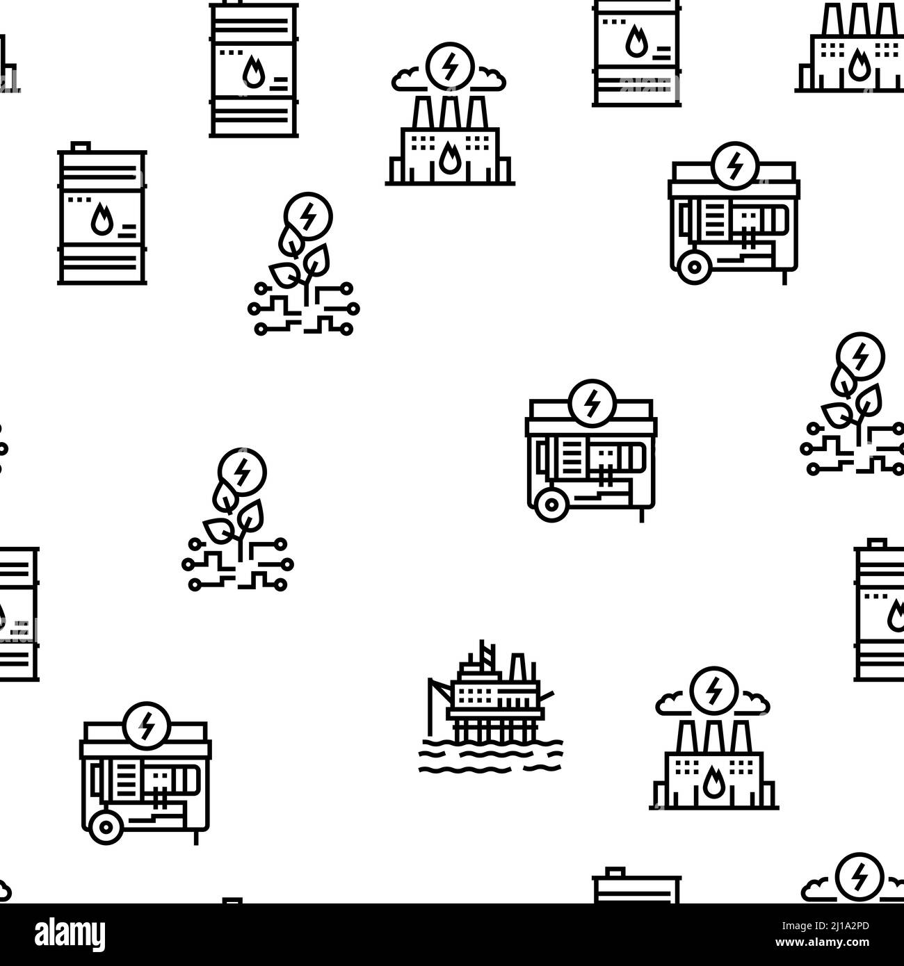 Energy Electricity And Fuel Power Vector Seamless Pattern Stock Vector ...