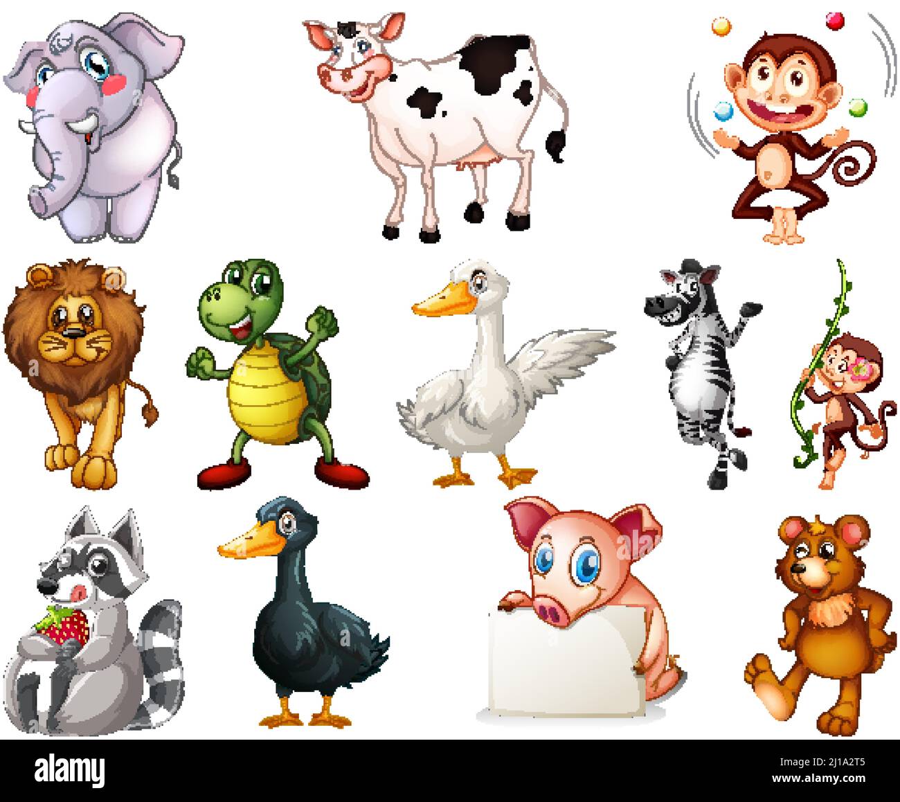 Set of animal cartoon character illustration Stock Vector Image & Art ...