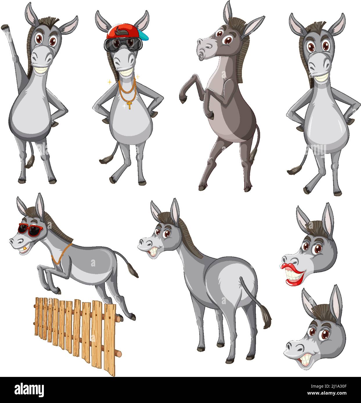 Donkey in different actions illustration Stock Vector Image & Art - Alamy