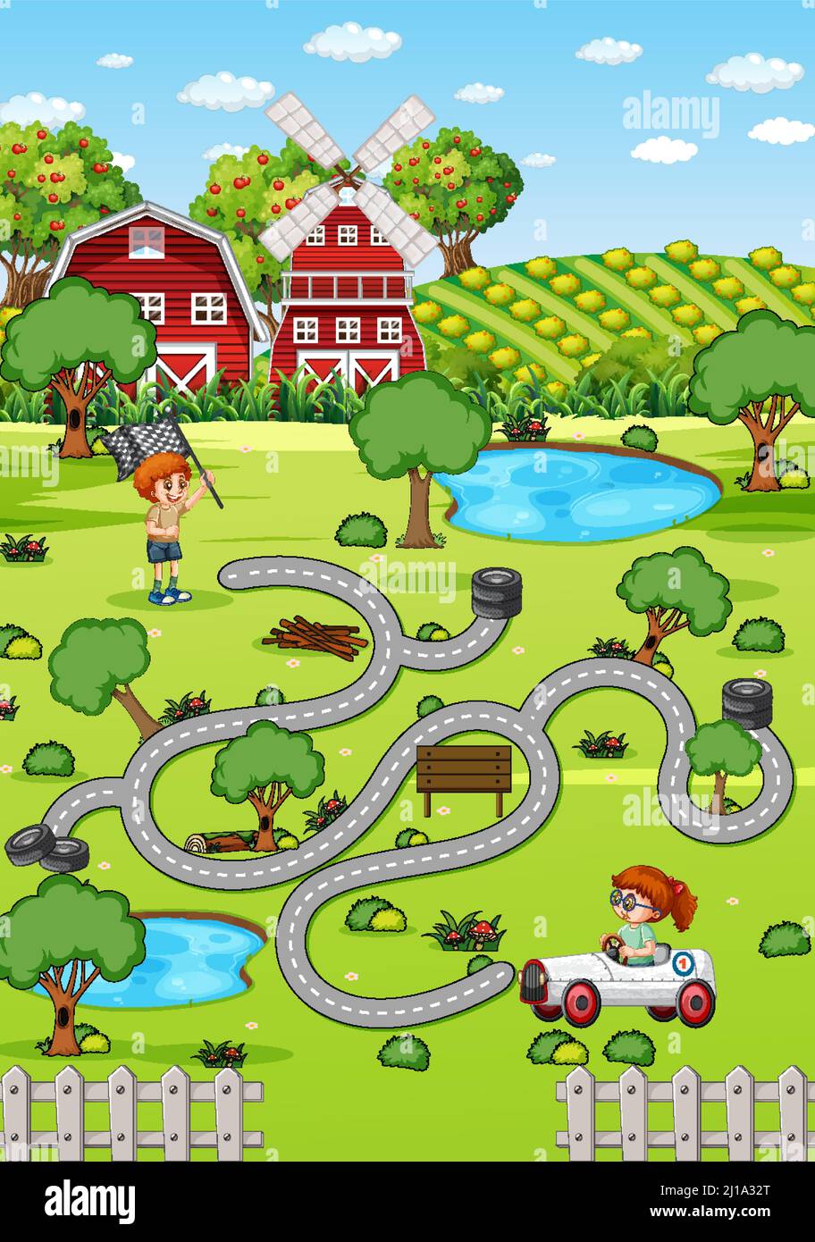 A farm boardgame template illustration Stock Vector Image & Art - Alamy
