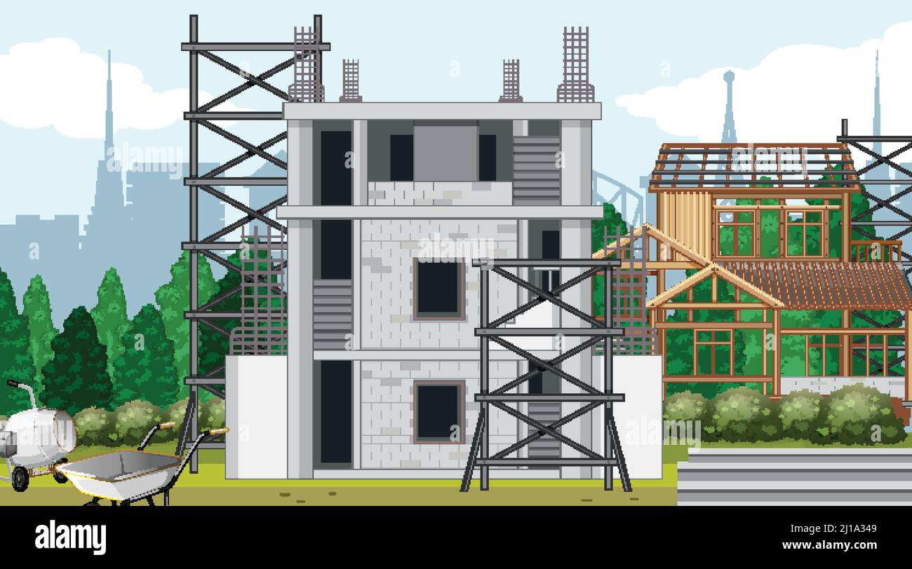 Building construction site scene illustration Stock Vector Image & Art ...