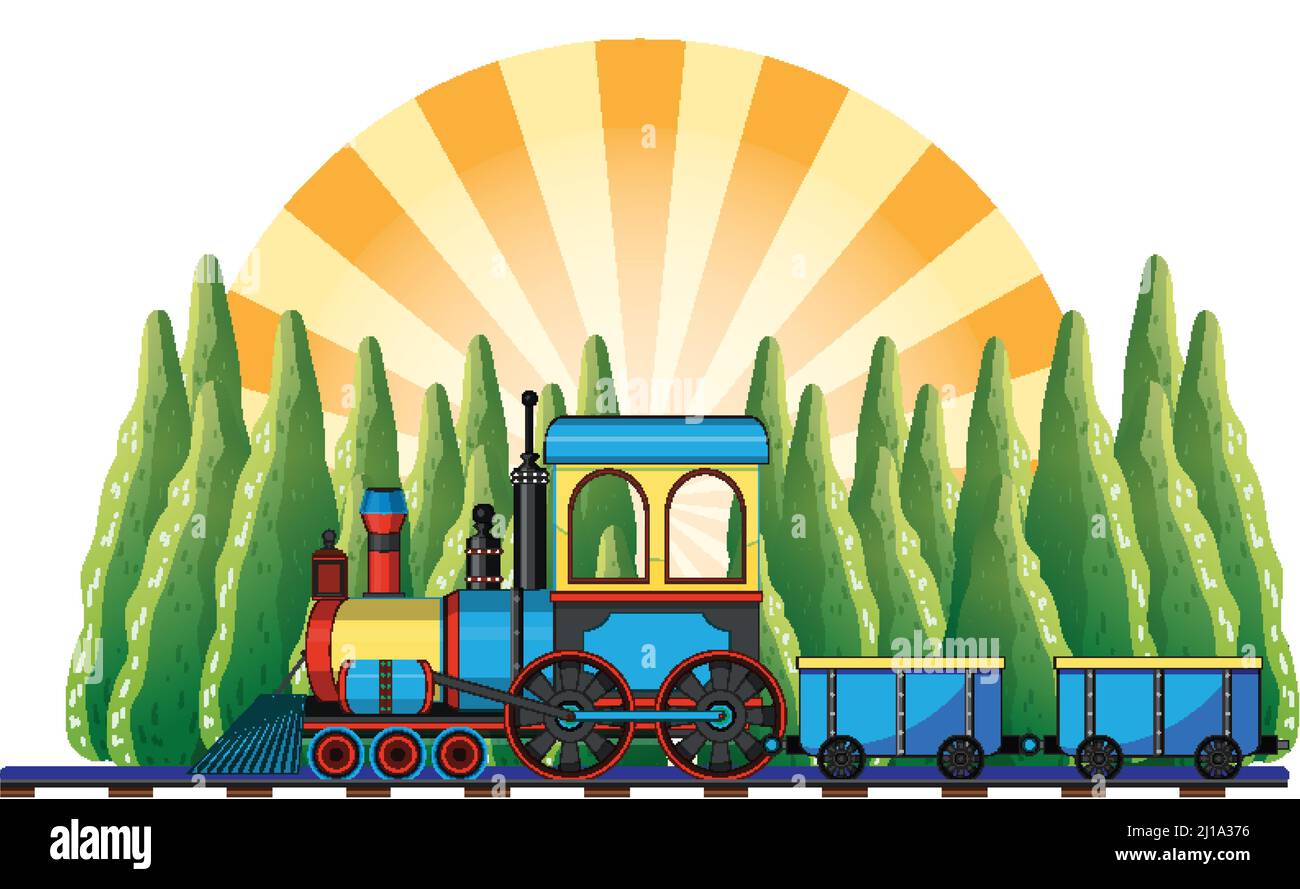 Train with natural scene illustration Stock Vector Image & Art - Alamy