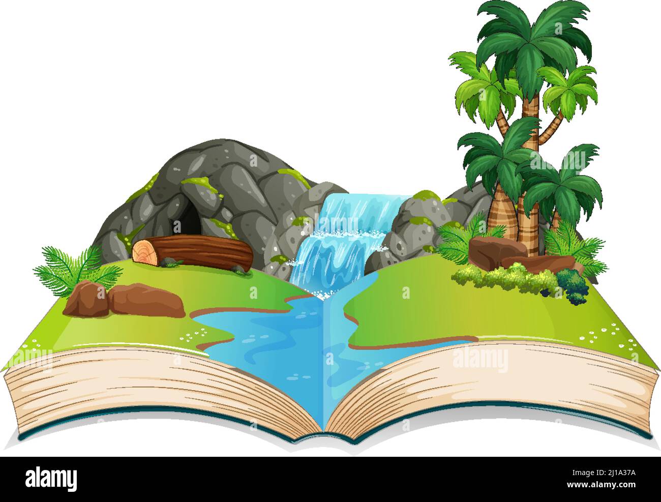 Garden waterfall in park Stock Vector Images - Alamy