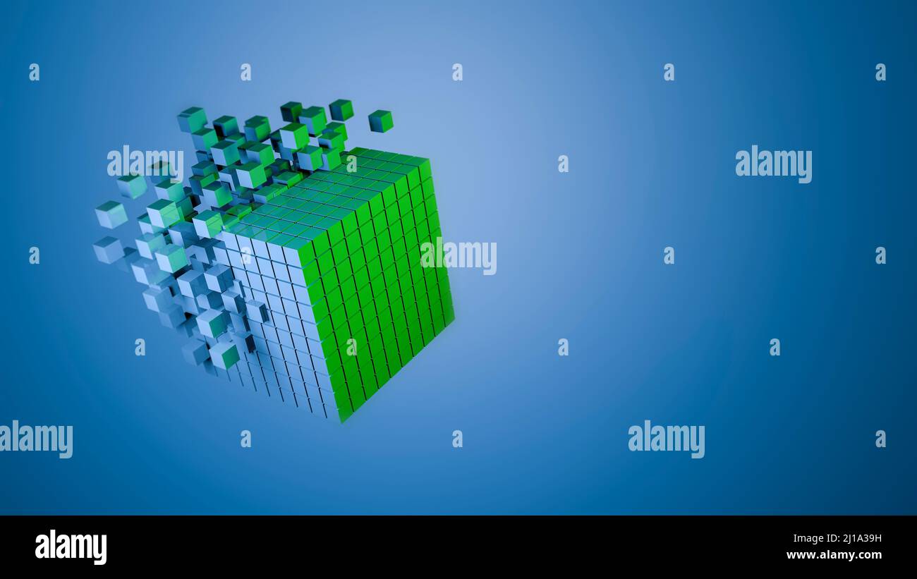 3d cube abstract background. Technology futuristic geometric block ...