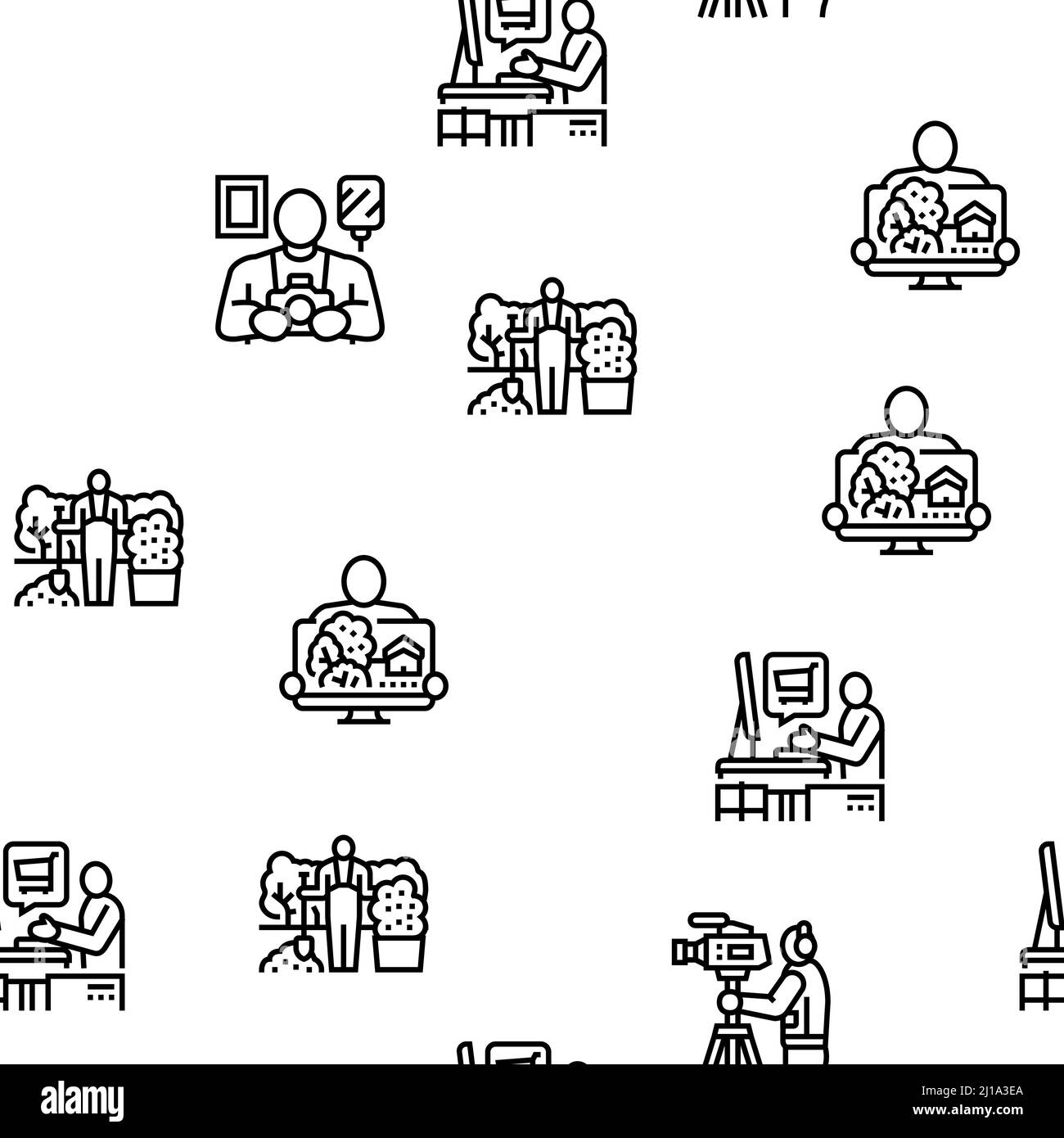 Small Business Worker Occupation Vector Seamless Pattern Stock Vector ...