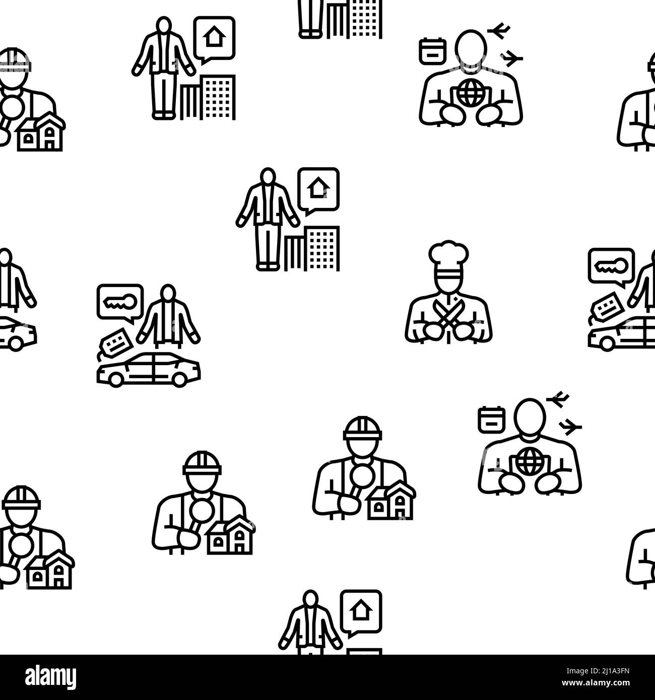 Small Business Worker Occupation Vector Seamless Pattern Stock Vector ...