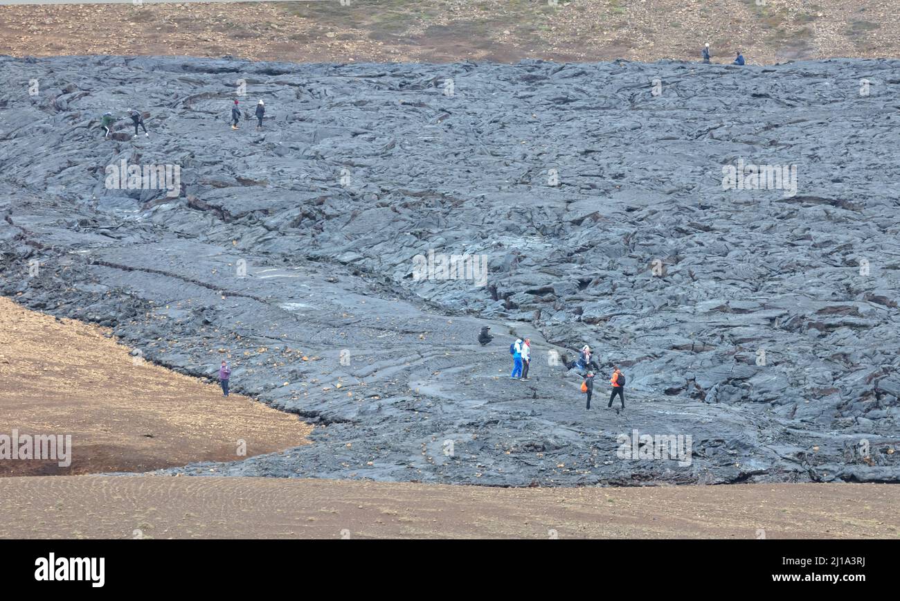Grindavik, Iceland - July 26, 2021: A unique natural attraction. People ...
