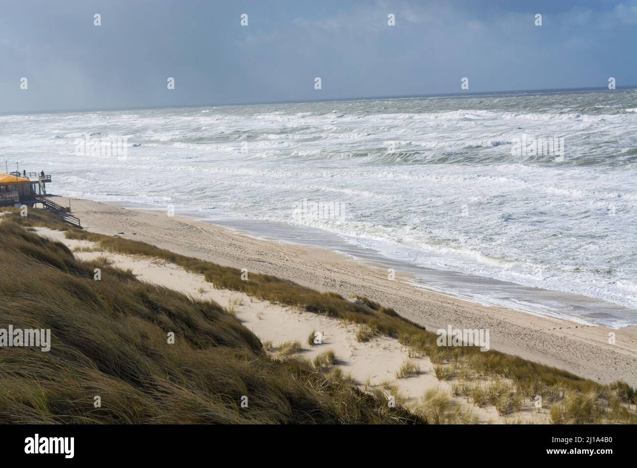 Coastal landscape of the island of Sylt after the storm surge Stock ...