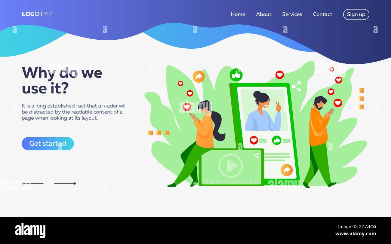 Social media popularity. Users giving likes to picture, post, profile ...