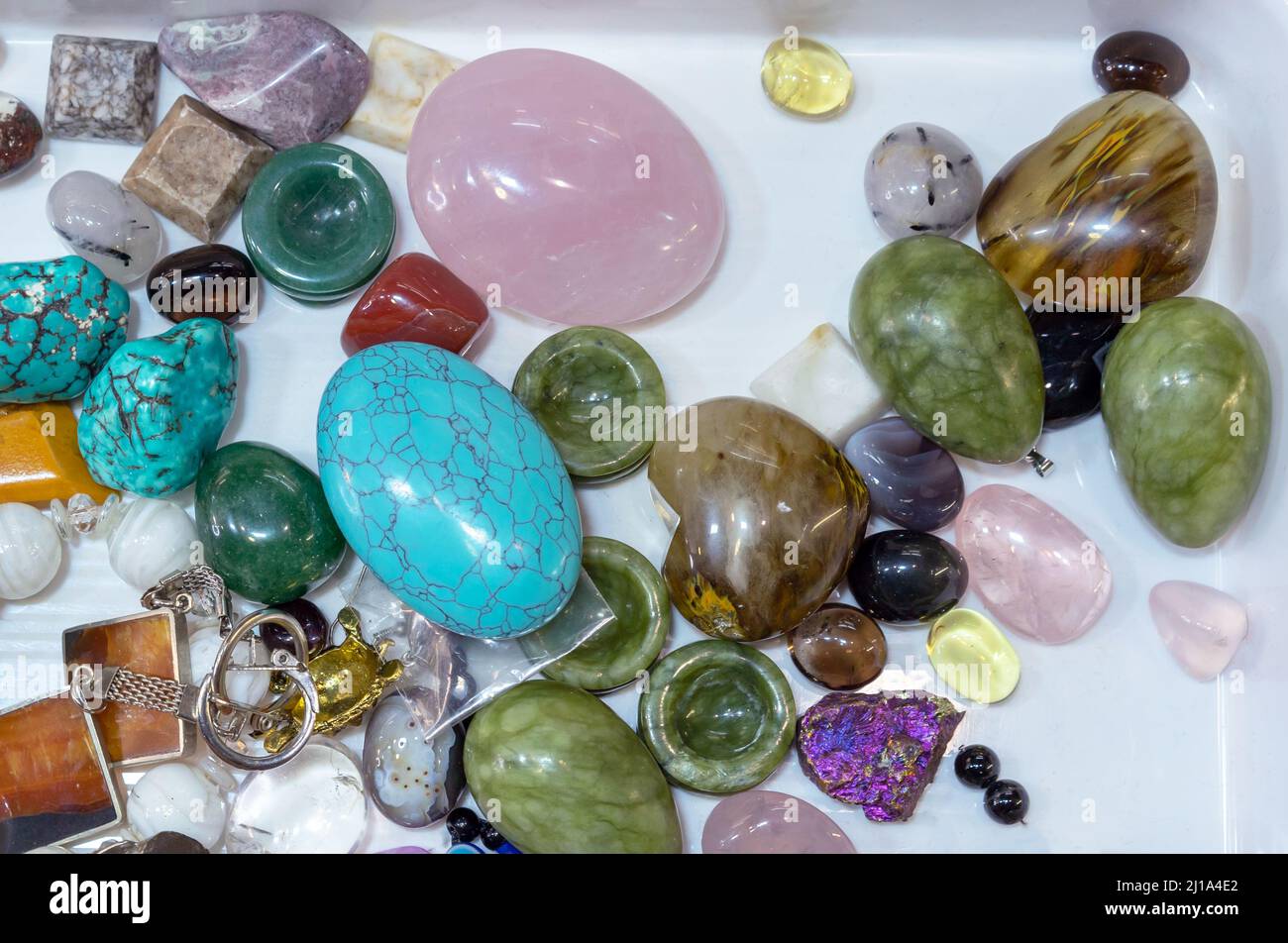Set of semiprecious stones. Natural mineral stones Stock Photo - Alamy