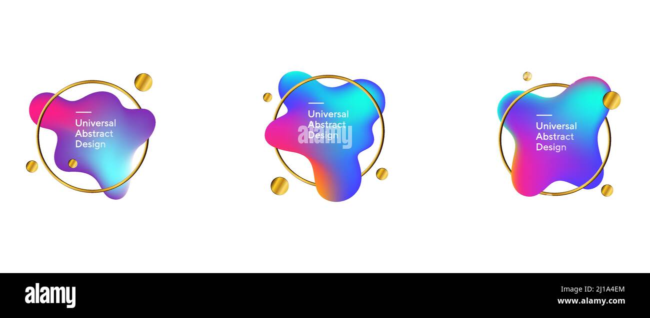 Abstract creative set of fluid flow shapes. Geometric graphic elements ...