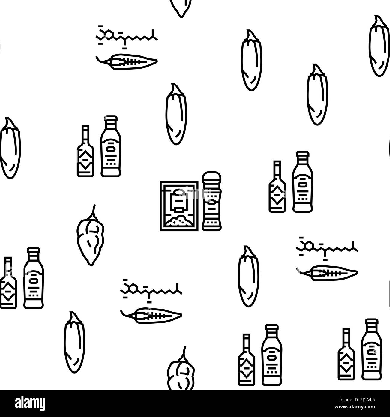 Chili Spicy Natural Vegetable Vector Seamless Pattern Stock Vector ...