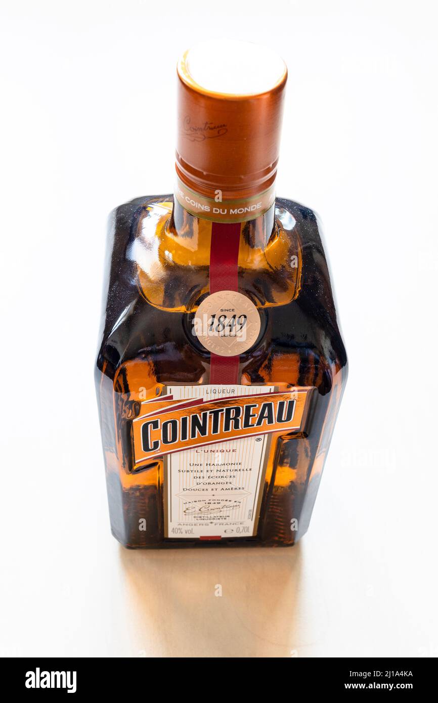 Moscow, Russia - March 20, 2022: closed bottle of french Cointreau ...